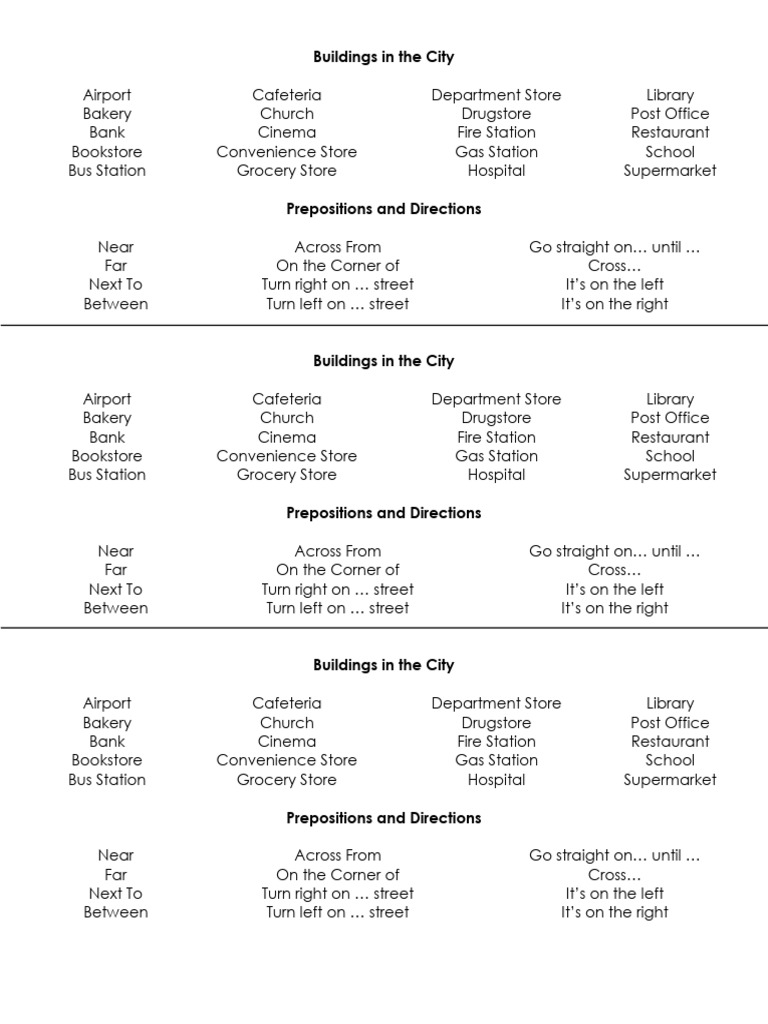 Buildings in The City (Vocabulary) | PDF