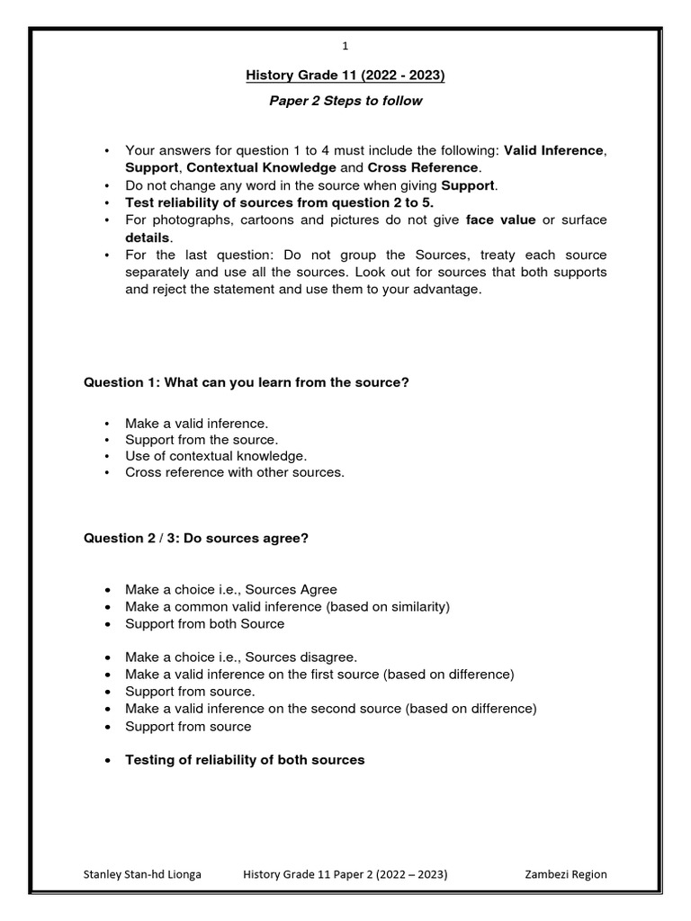 History 11 Paper 2 - Steps To Follow | PDF | Nicholas Ii Of Russia ...