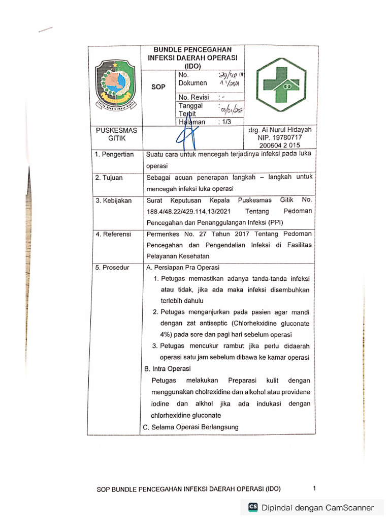 SOP Bundle Pencegahan IDO | PDF