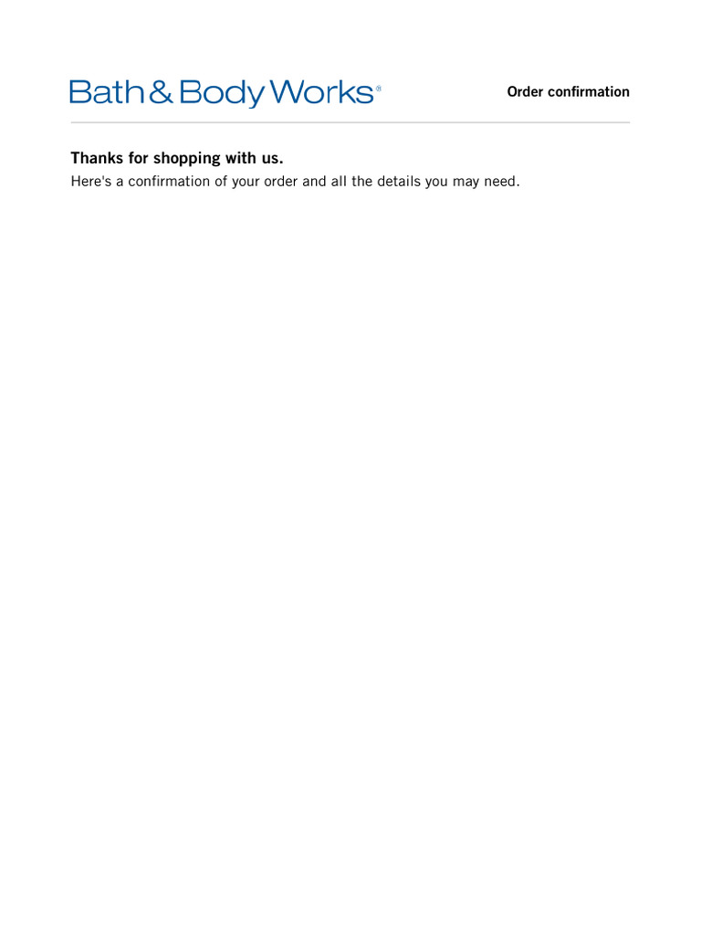 Order Confirmation - Bath and Body Works Qatar | PDF