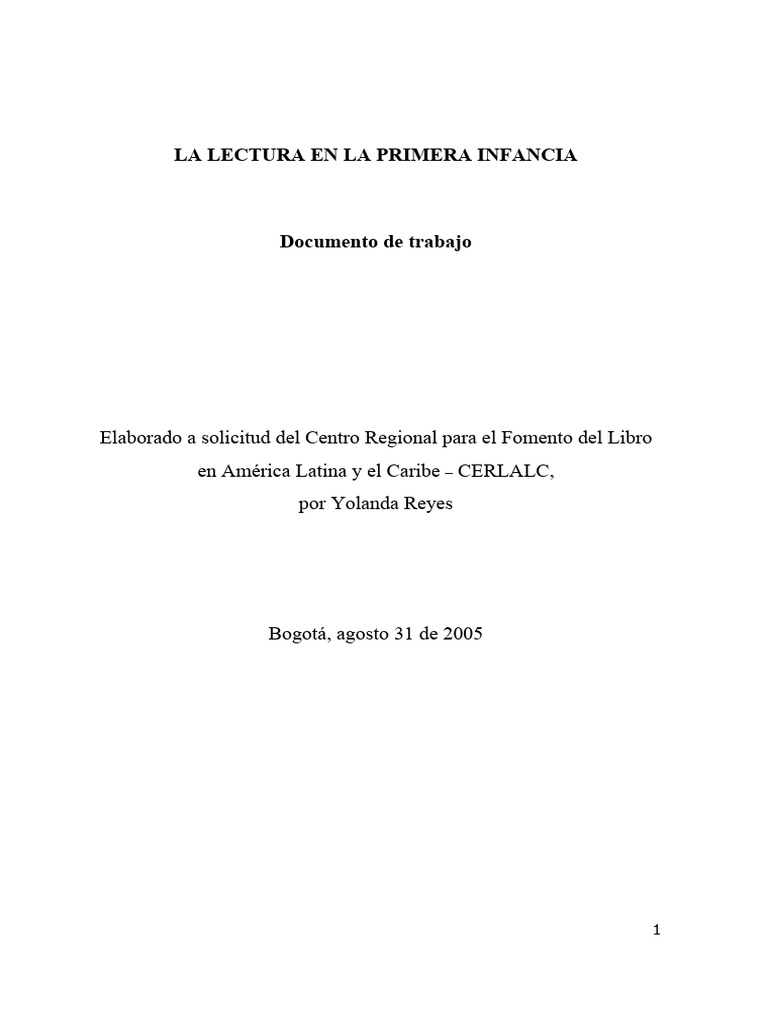 La Lectura En La Primera Infancia Descargar Gratis Pdf Literatura