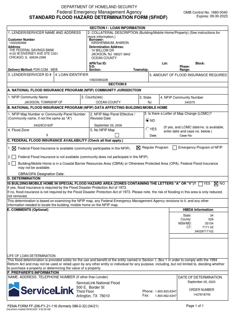 Flood Certificate | PDF | Insurance | Loans