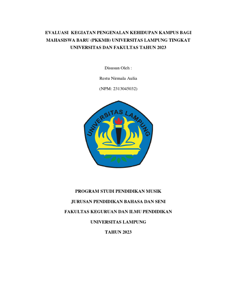 Evaluasi PKKMB Mahasiswa Baru Unila 2023 | PDF