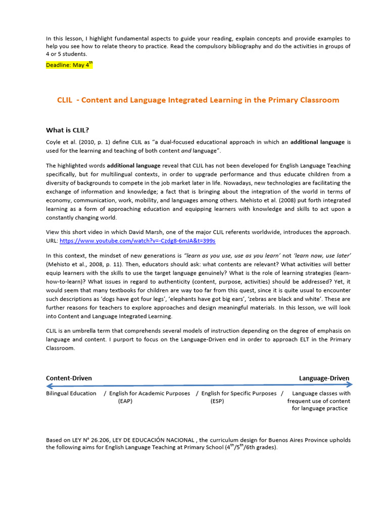 CLIL | PDF | Learning | Language Acquisition