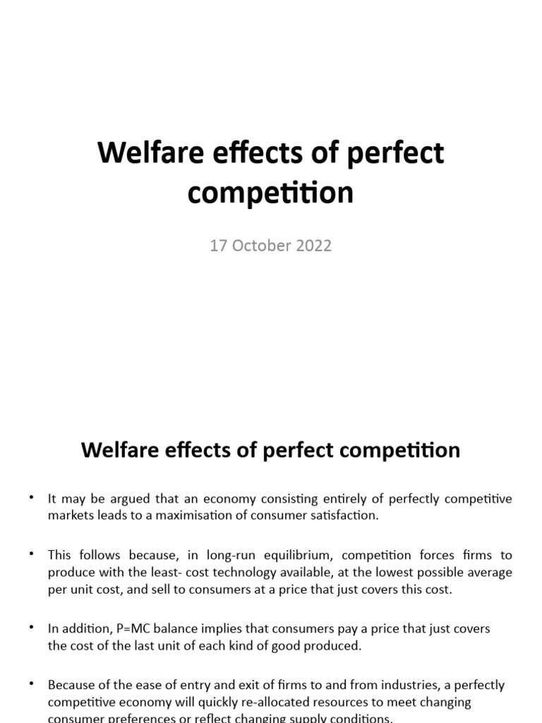 Welfare Effects of Perfect Competition | PDF | Monopoly | Perfect ...