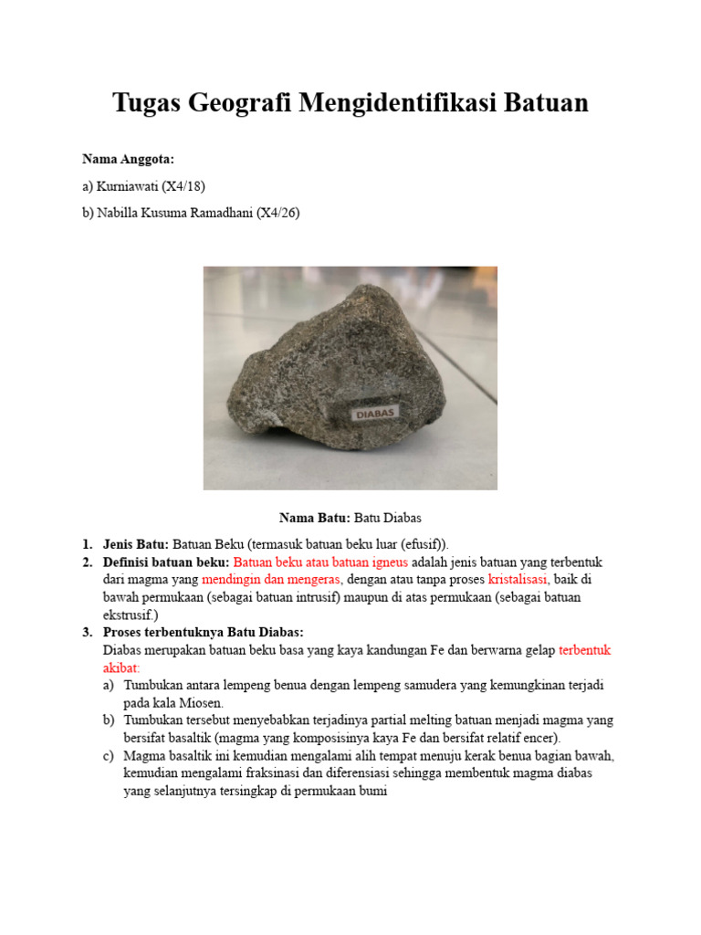 Tugas Identifikasi Batuan | PDF