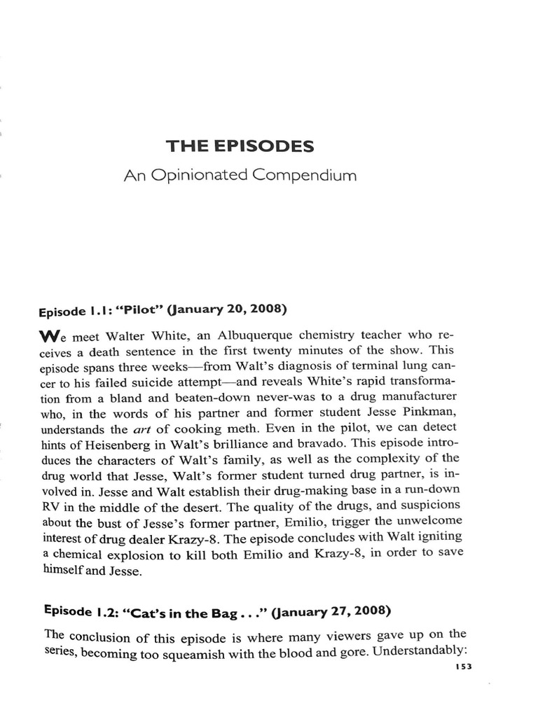 Breaking Bad Season 1 Episode Summaries | PDF