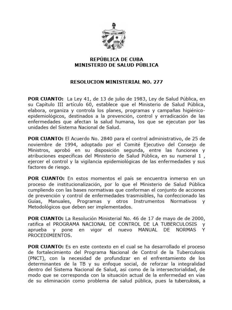 Actualización del Programa Nacional de Tuberculosis | PDF ...
