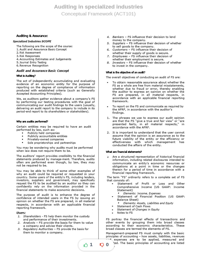 Auditing in Specialized Industries | PDF | Audit | Financial Statement