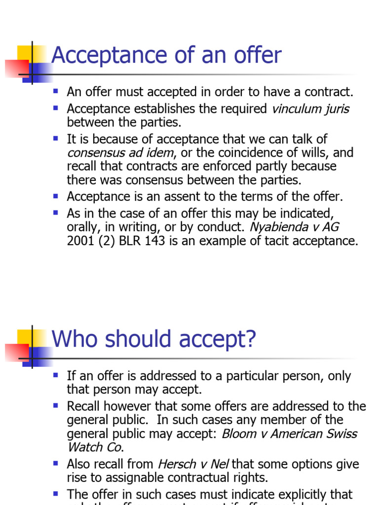 Acceptance of An Offer | PDF | Offer And Acceptance | Business Law