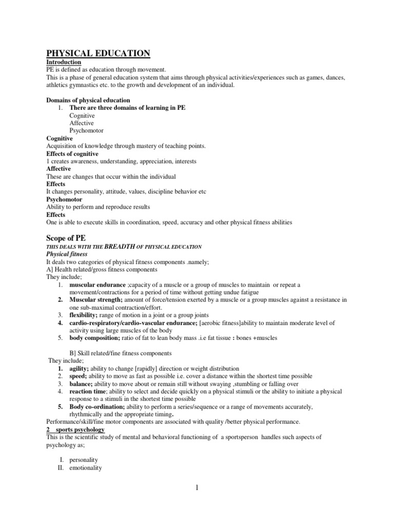 Physical Education Notes MR Kennedy | PDF | Bowling (Cricket) | Reason