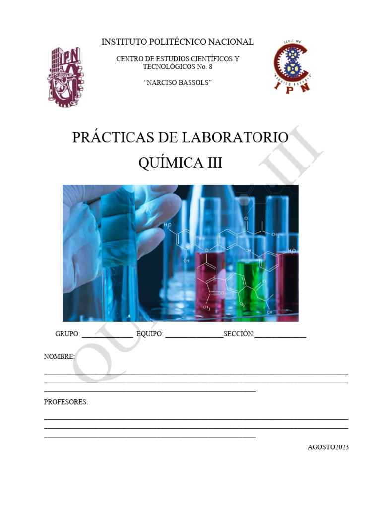 INSTRUCTIVO DE PR - CTICAS DE QUIMICA III Agosto 2023 - MATUTINO | PDF | Hidrocarburos | Alqueno