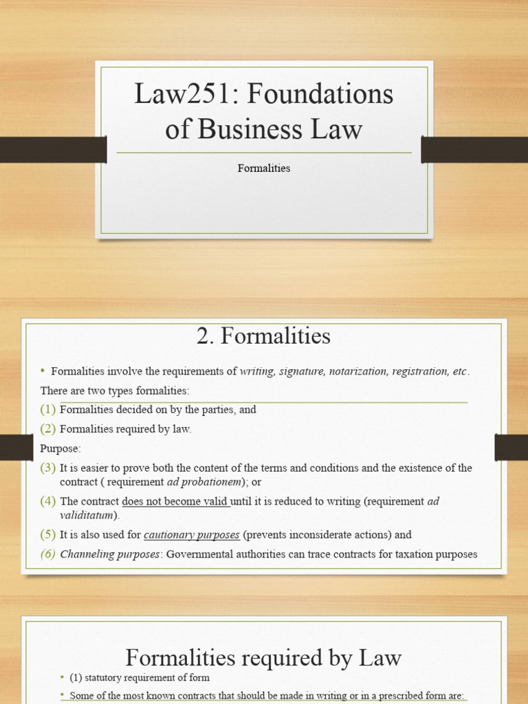 Law251 Formalities | PDF | Law