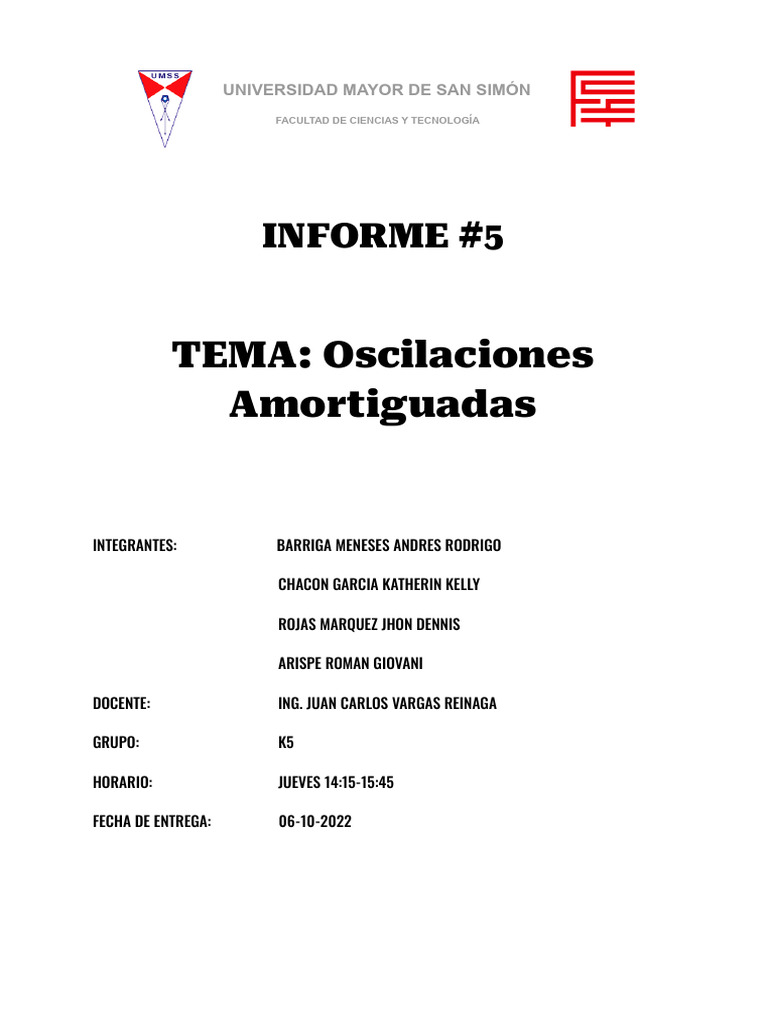Informe 5 | PDF | Oscilación | Física