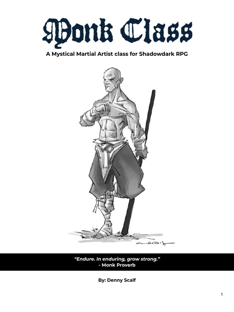 Monk Class A Mystical Martial Artist Class For Shadowdark Rpg Pdf Exorcism
