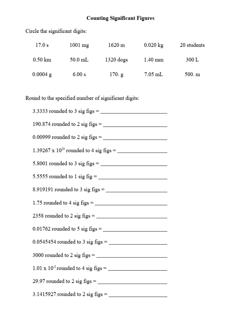 Significant Figures Practice | PDF