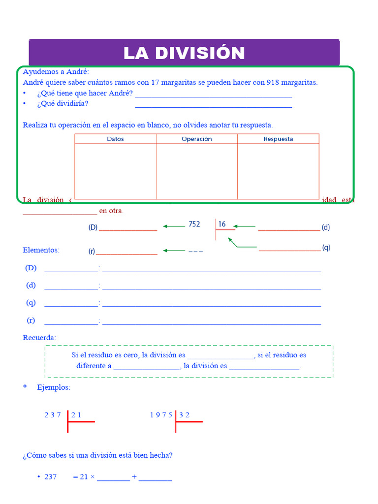 Ejercicios de División para Cuarto Grado de Primaria | PDF | Aritmética ...