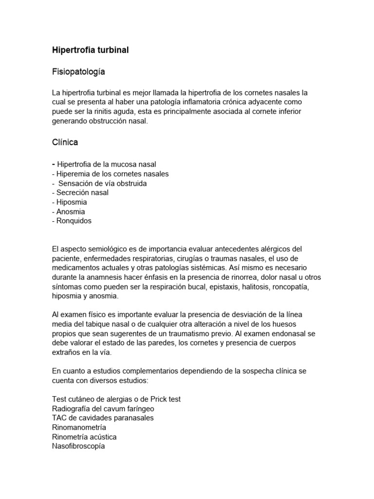 Hipertrofia turbinal - IVN seminario | PDF | Alergia | Enfermedades y ...