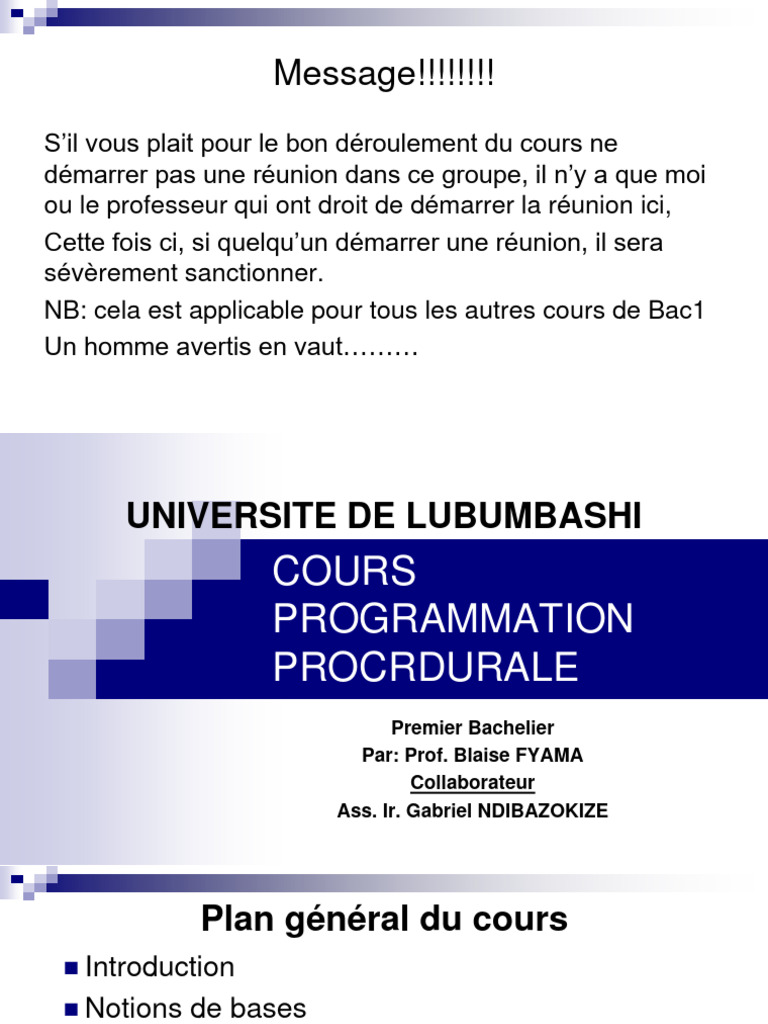 Programmation Cours BAC1 | PDF | Ordinateurs