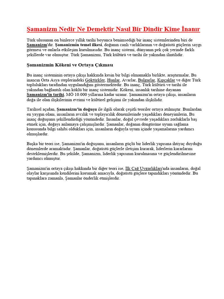 Şamanizm Nedir Ne Demektir Nasıl Bir Dindir Kime İnanır | PDF
