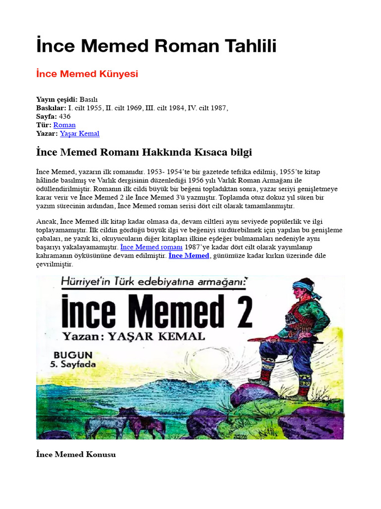 Ince Memed - Ince Memet Yaşar Kemal | PDF