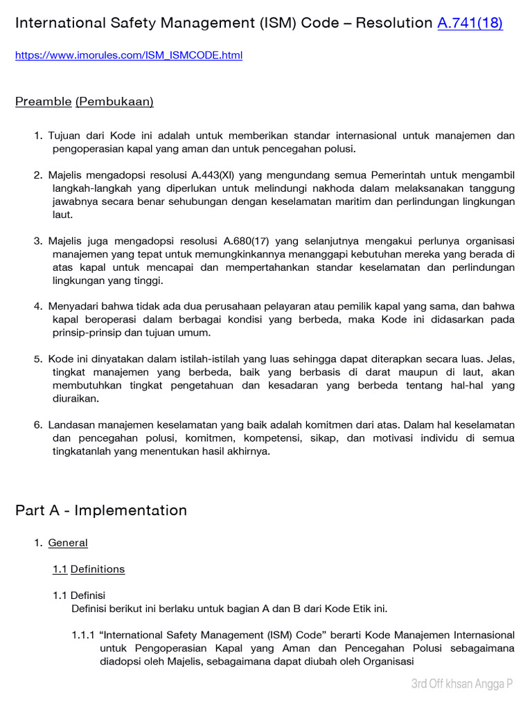 International Safety Management Code Bahasa Indonesia | PDF