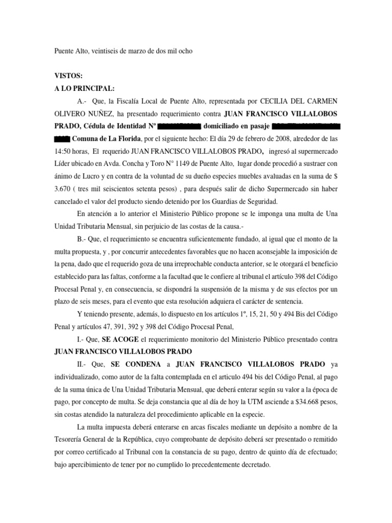 Documento Sin Rut | PDF | Multa (pena) | Sentencia (ley)