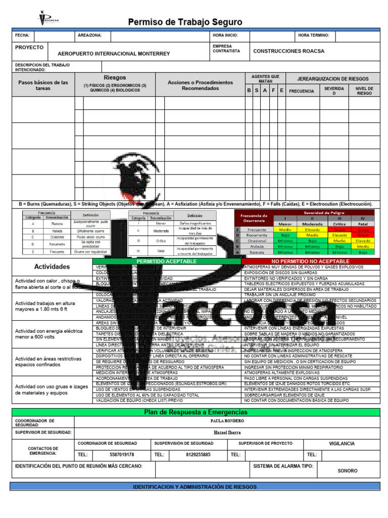 Permiso de Trabajo Seguro | PDF | Agua | Ciencias fisicas Permiso de Trabajo Seguro | PDF | Agua | Ciencias fisicas