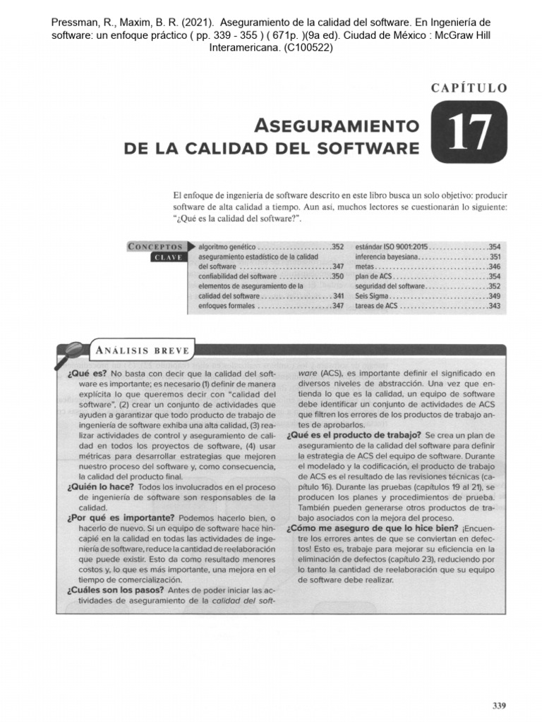 Aseguramiento de La Calidad Del Software: Capítulo | PDF | Software | Six Sigma