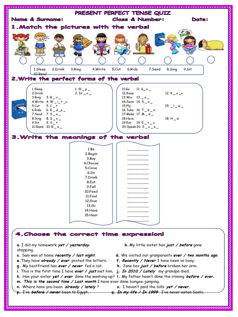 Present Perfect Tense Exercises | PDF | Cooking, Food & Wine | Language ...