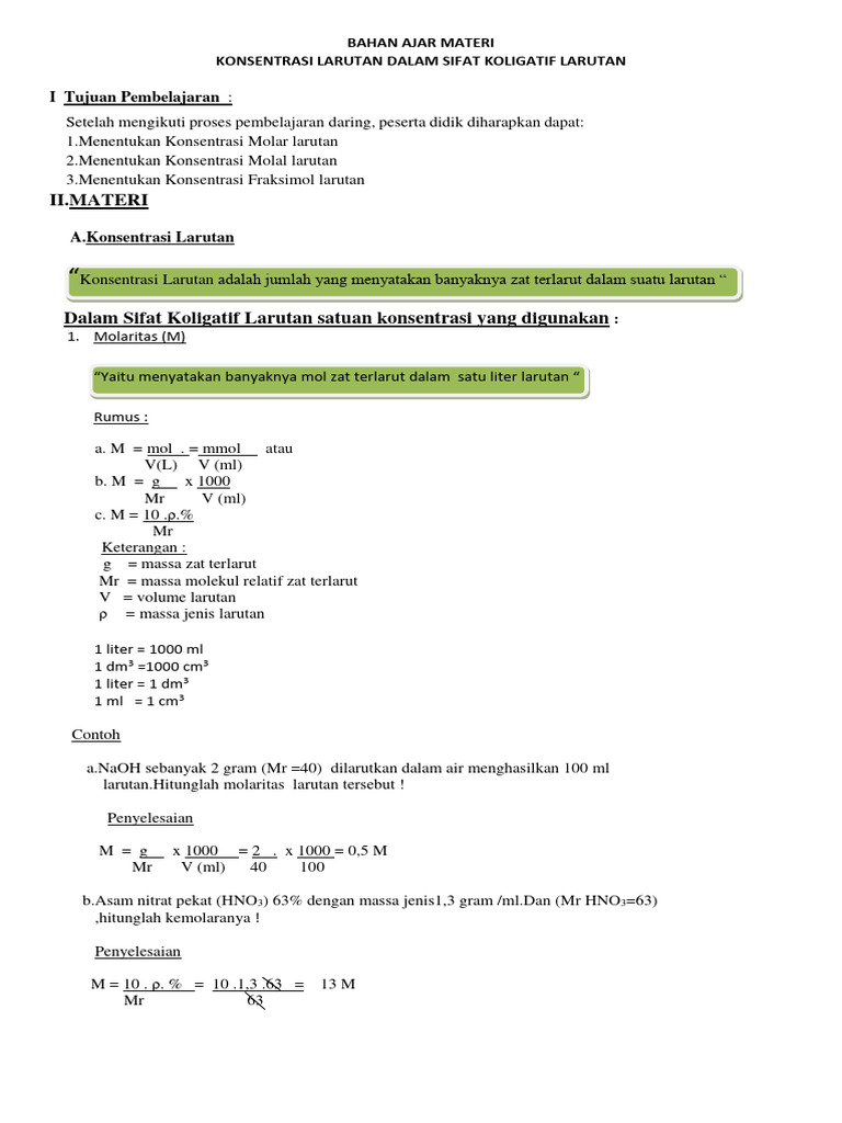 2.materi Konsentrasi Larutan | PDF