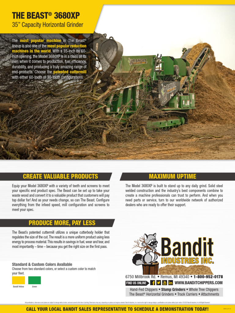 Bandit Beast 3680XP | PDF | Mill (Grinding) | Vehicle Technology