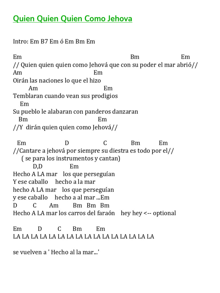 Quien Quien Quien Como Jehova | PDF