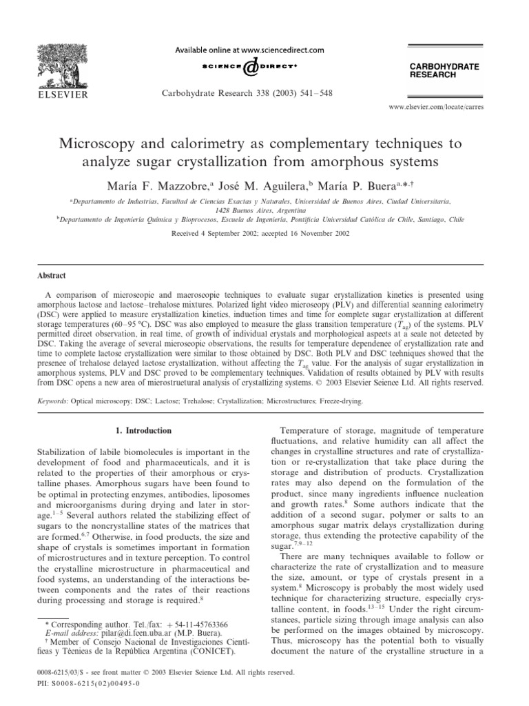 Mazzobre Microscopy and Calorimetry As Complementary Techniques To ... Mazzobre Microscopy and Calorimetry As Complementary Techniques To ...