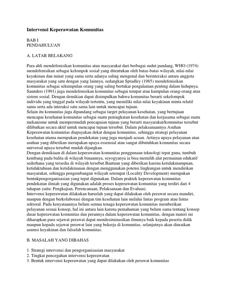 Intervensi Keperawatan Komunitas - Perumperindo.co.id