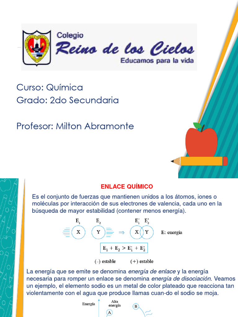 Química Enlace Químico Ppt 2do Sec Pdf Enlace Químico Química