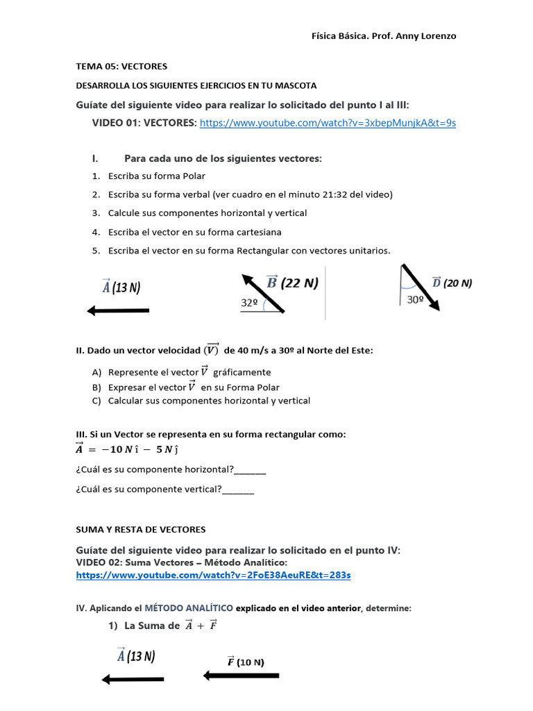 Tarea 05. Vectores | PDF