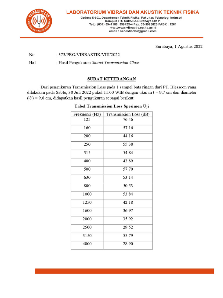 Laporan STC PT. Blesscon TTD KALAB - Stempel | PDF