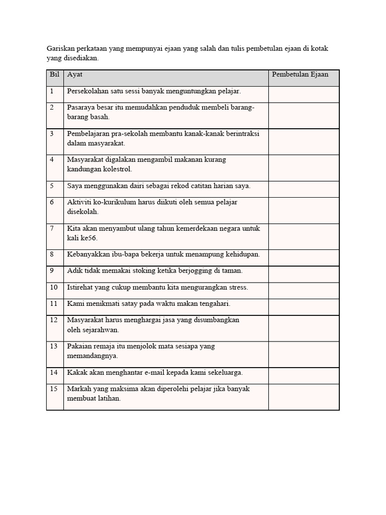 BM Tingkatan 1 EJAAN DAN TANDA BACA | PDF