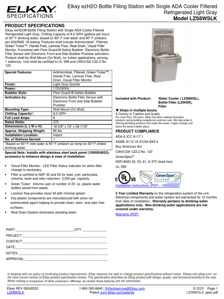 lzs8wslk Spec | PDF | Materials | Building Engineering