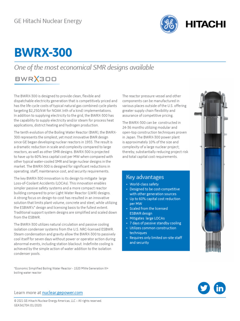 GE Hitachi BWRX-300 Fact Sheet | PDF | Nuclear Technology | Nuclear Energy
