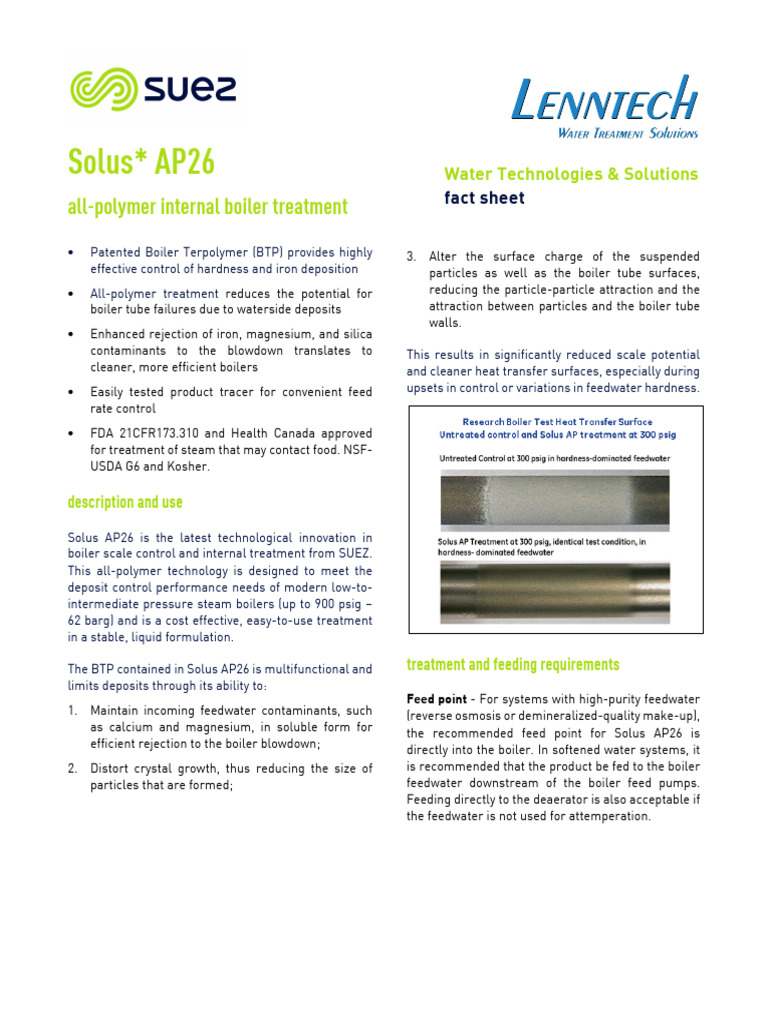 Suez Solus Ap26 | PDF | Boiler | Chemistry
