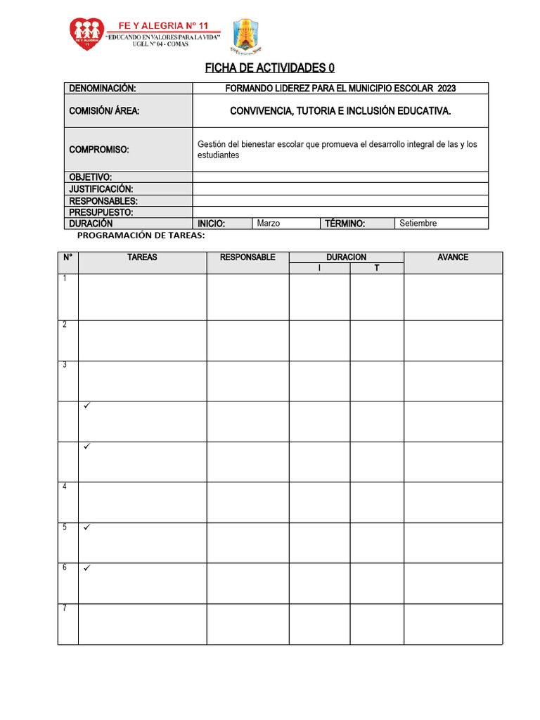 Ficha de Actividades Comisiones 2023 | PDF