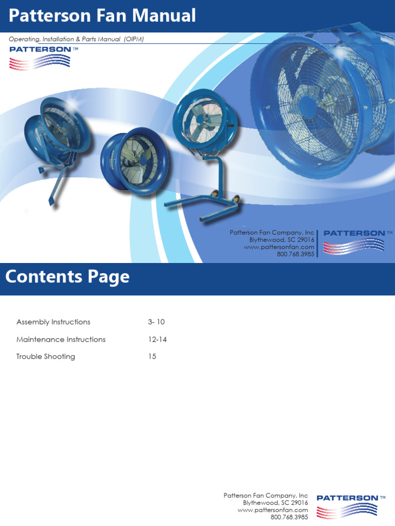 Patterson Fan Manual 2014 | PDF | Electrical Connector | Screw