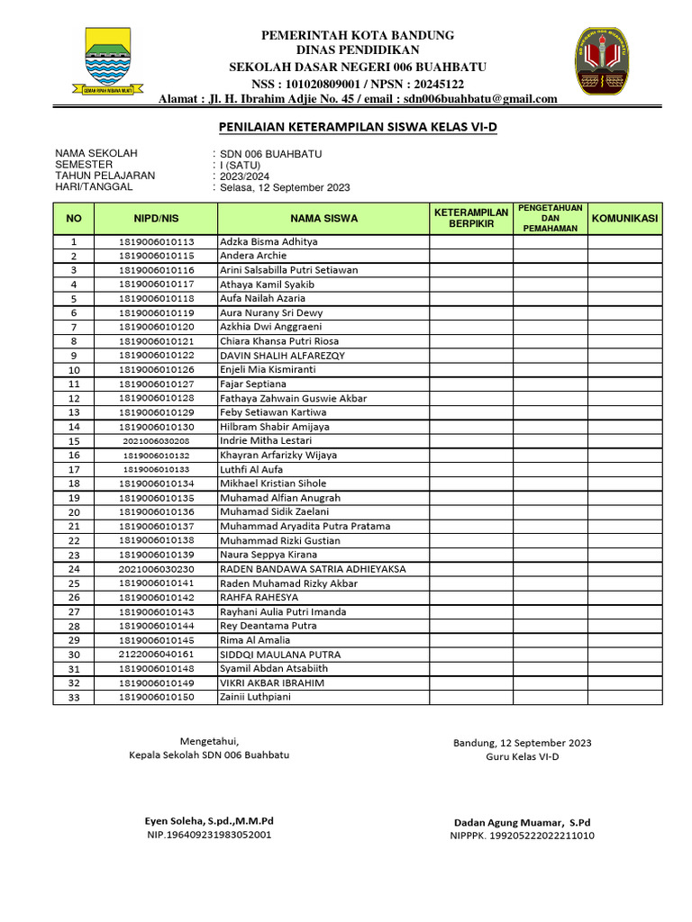 Penilaian Keterampilan | PDF