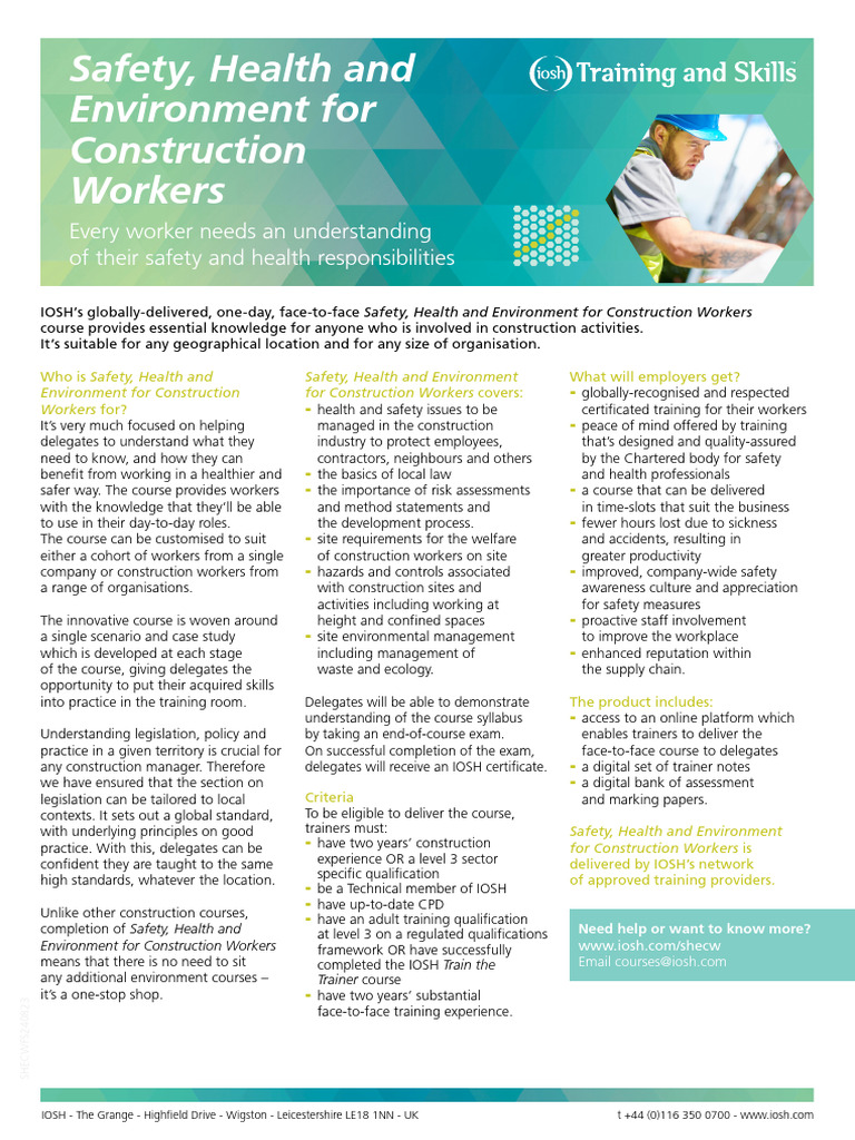 She for Construction Workers Fact Sheet | PDF | Occupational Safety And ...