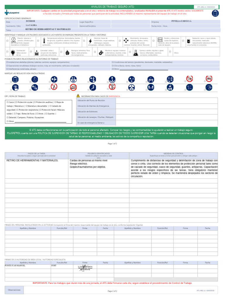 Ats - Retiro de Herramientas y Materiales | PDF | Relámpago | Gases