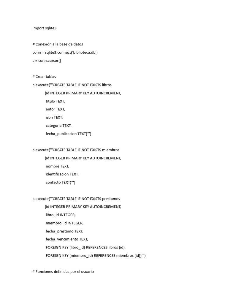 Gestión Biblioteca con SQLite3 | PDF | Bases de datos | Software de gestión de datos