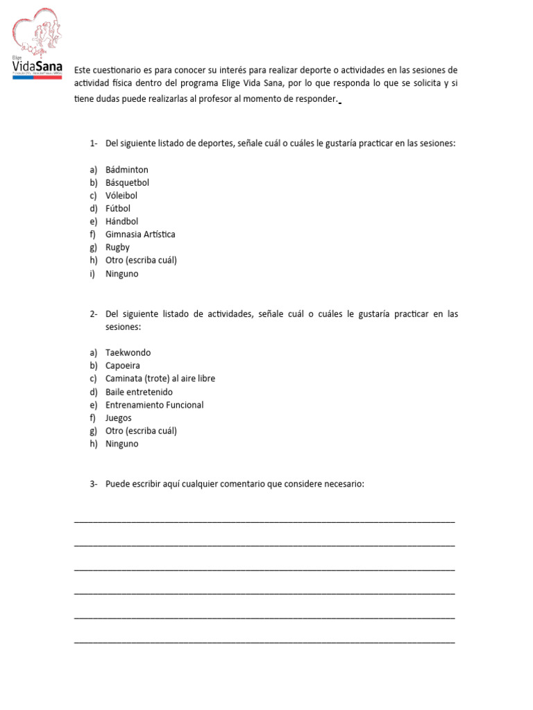 Encuesta Deportes | PDF