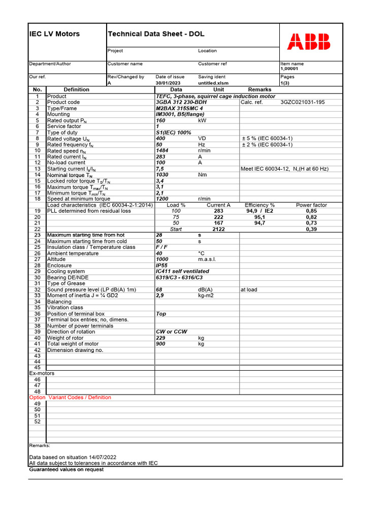Technical Data Sheet-DOL - Submit | PDF | Electric Power | Manufactured ...